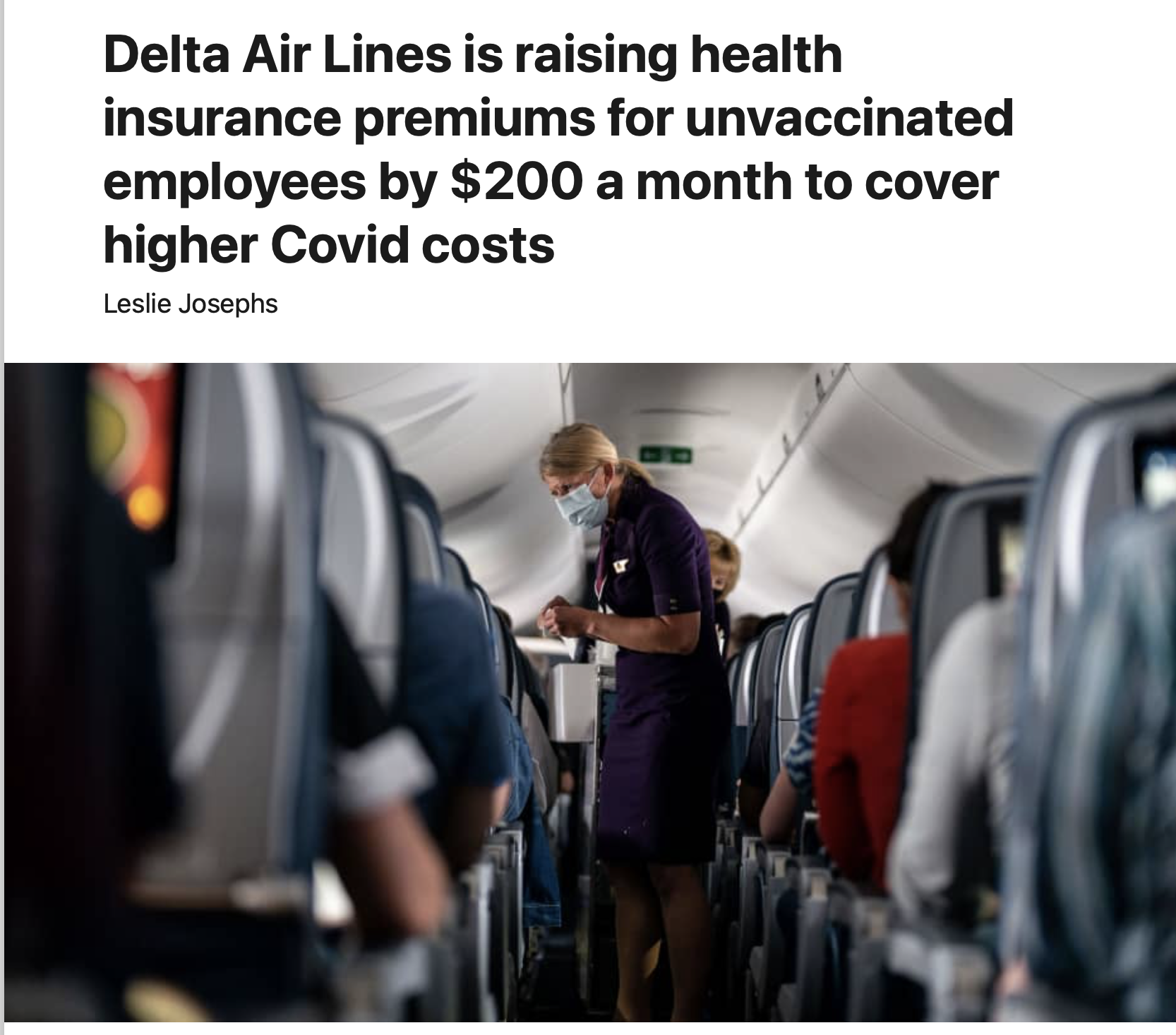 Delta Air Lines is raising health insurance premiums for unvaccinated ...