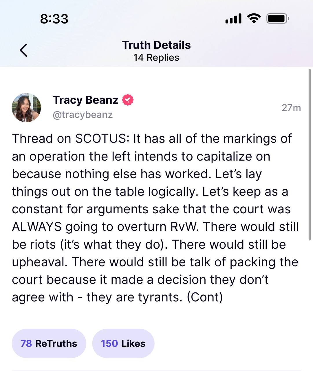 Tracy Beanz: Thread on SCOTUS – The Radio Patriot