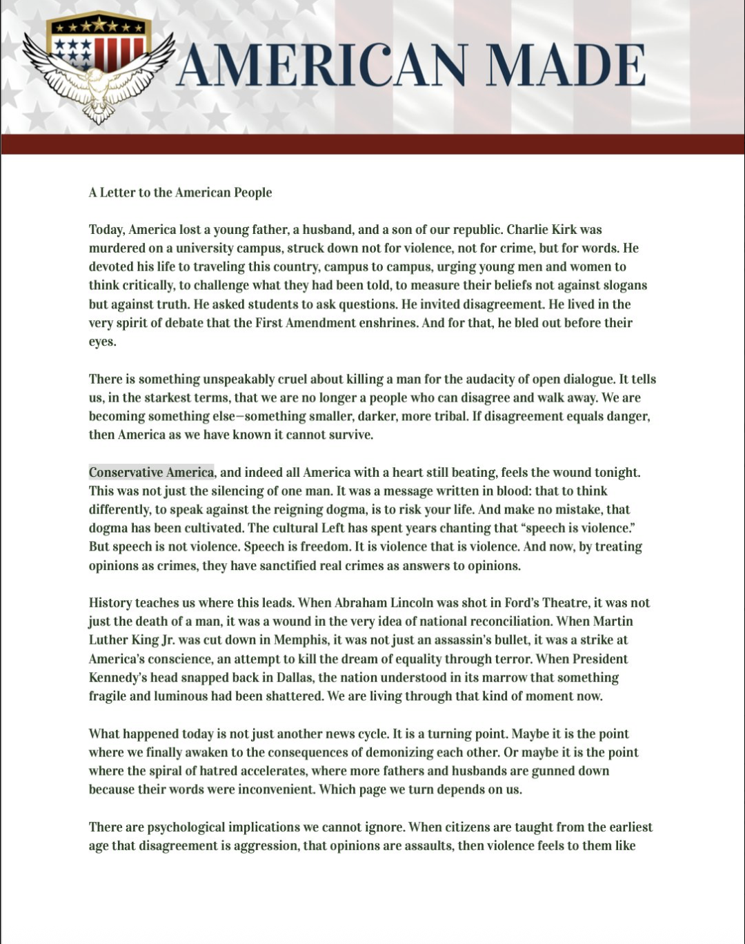 A Letter to the American People – The Radio Patriot